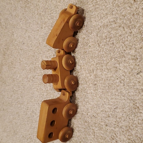 Hand Crafted | Toys | Vintage Wooden Train Set Handcrafted 3piece Train ...
